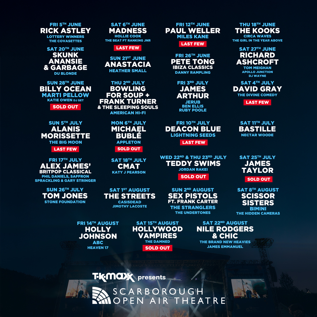 Scarborough Open Air Theatre 2026 - Absolute Radio Ticket Store